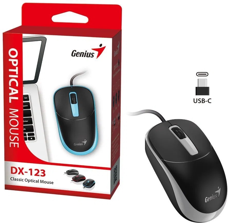 GENIUS DX-123 Miš - USB-C, 1200 DPI, Crno-Sivi | Coral Computers